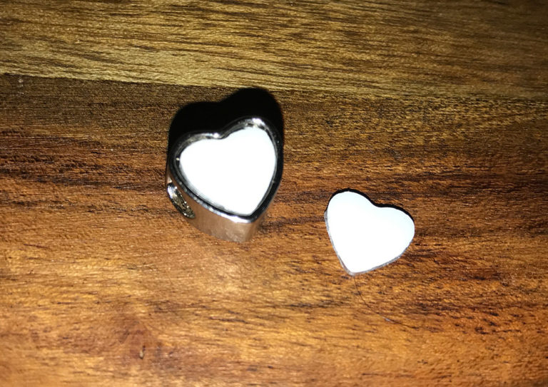 Pandora Style Heart Bead with Sublimation Insert - Subli Metals Ltd