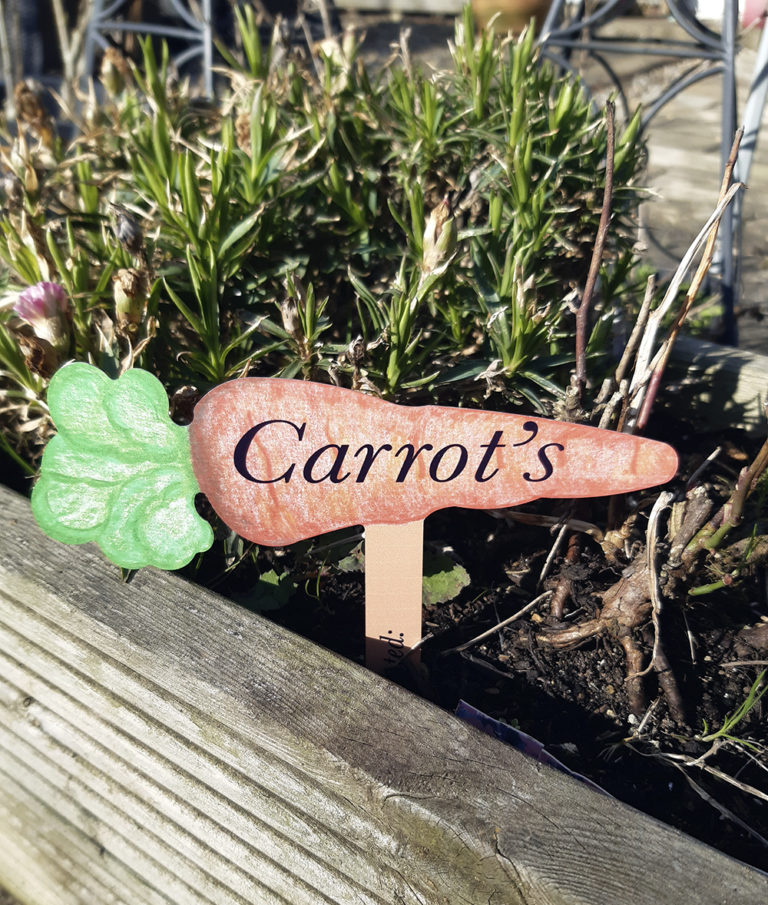 Plant Markers - carrot, apple, lollipop, heart or signs - Subli Metals Ltd