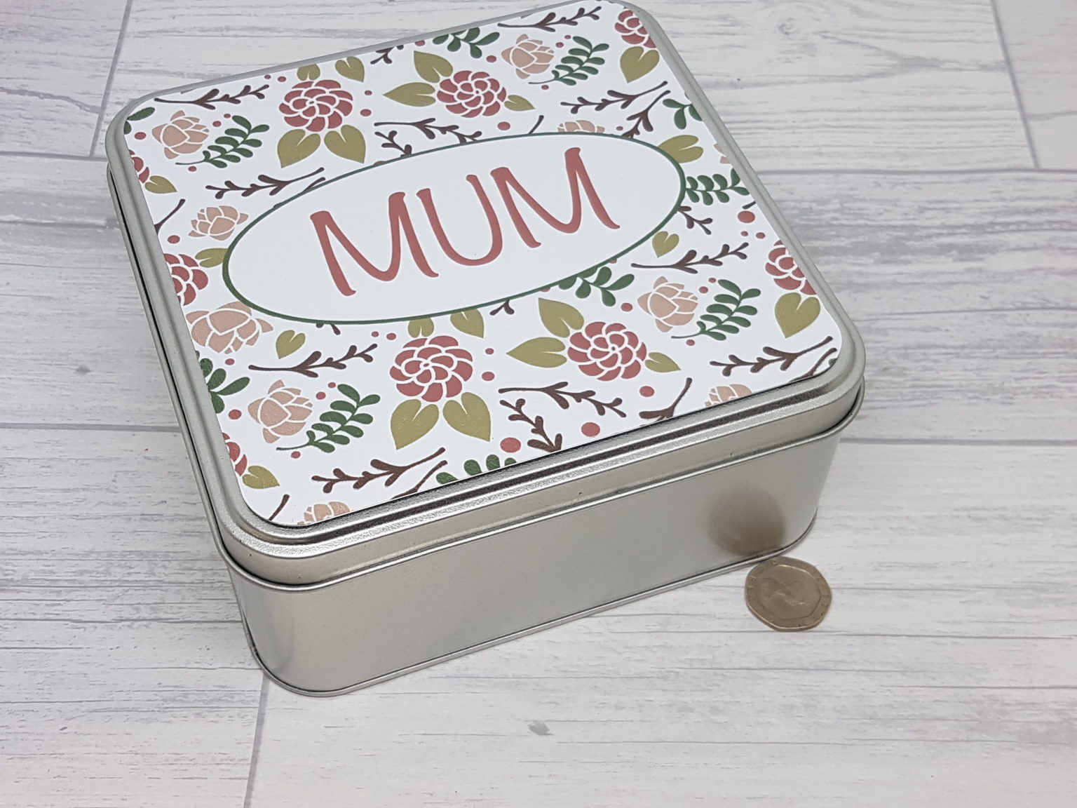 Square shape tins (silver) with printable metal topper (pack of 2 ...