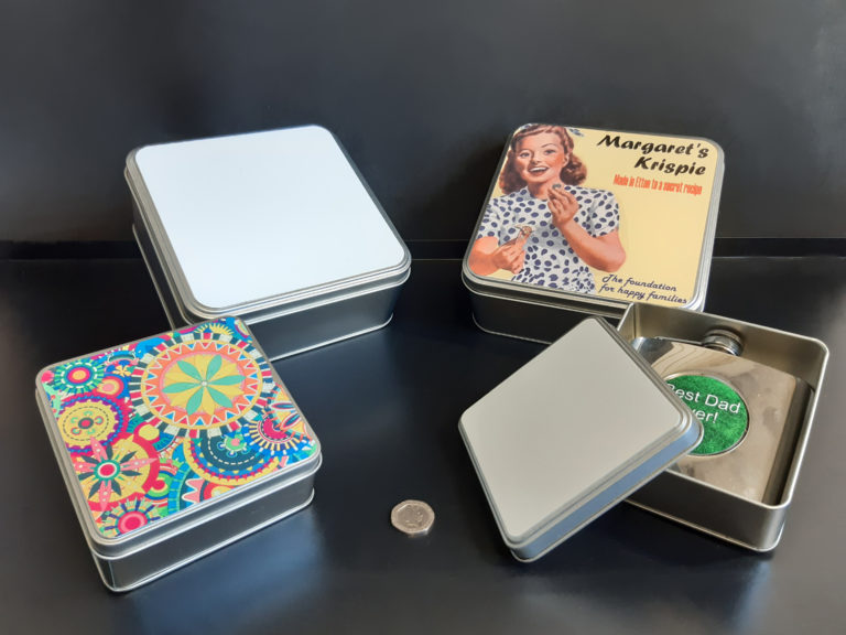 Square shape tins (silver) with printable metal topper (pack of 2 ...