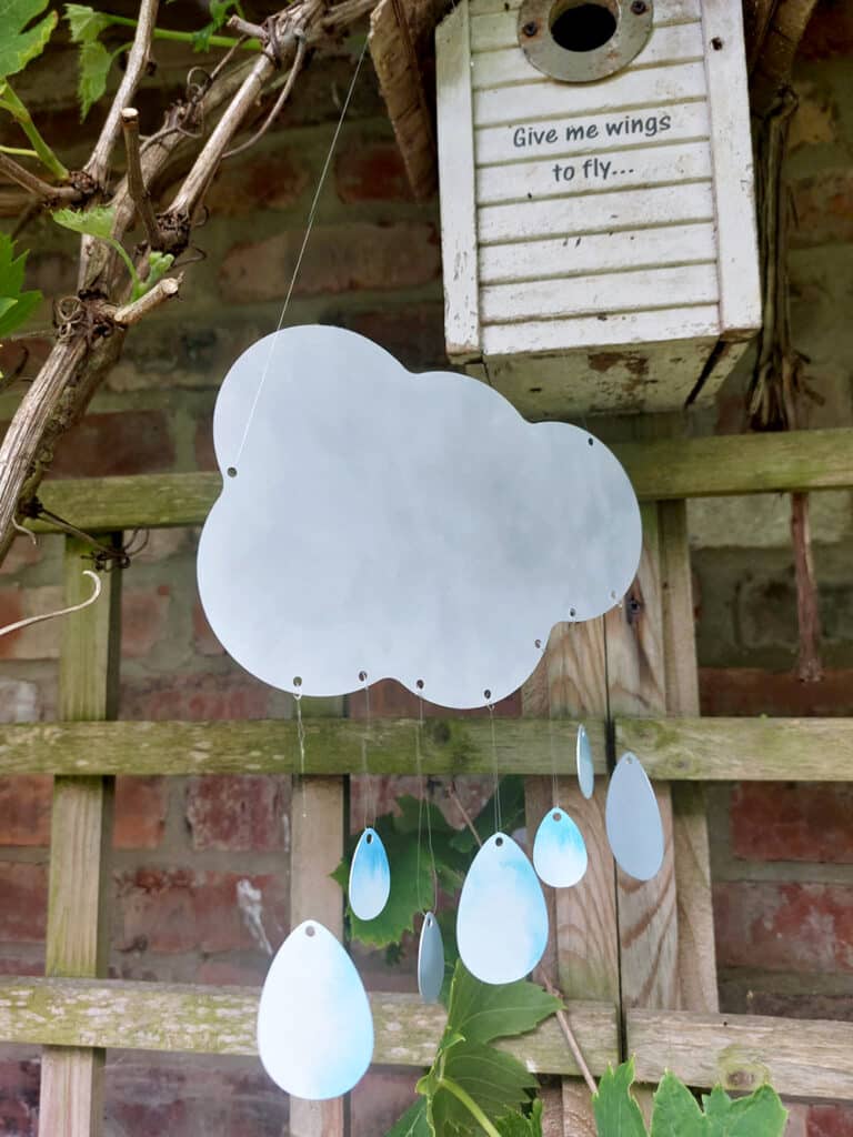 Cloud and Raindrop Hanging Decoration (White 0.5mm) - Subli Metals Ltd