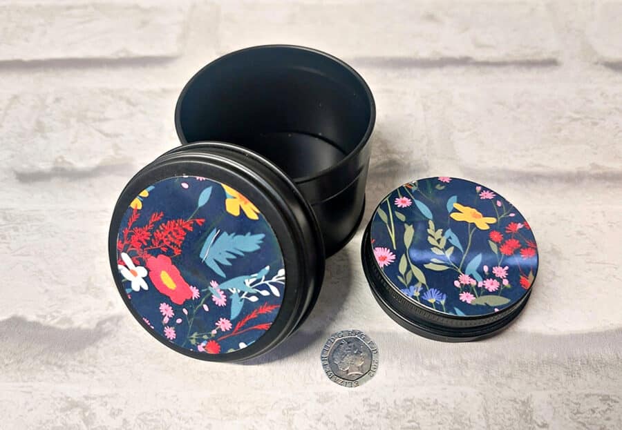 UPDATED! (new Black colours!) Round Shaped Tins with printable metal ...